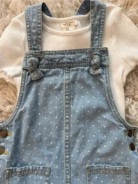 Max Studio | Bottoms | Max Studio Girls Polka Dot Denim Pinafore ...